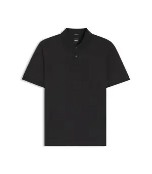 BOSS Micro-pattern Polo Shirt In Mercerised Cotton - Black