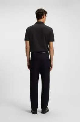 BOSS Micro-pattern Polo Shirt In Mercerised Cotton - Black