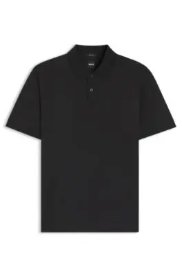 BOSS Micro-pattern Polo Shirt In Mercerised Cotton - Black