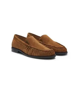 BOSS Ruched-detail Suede Loafers - Brown