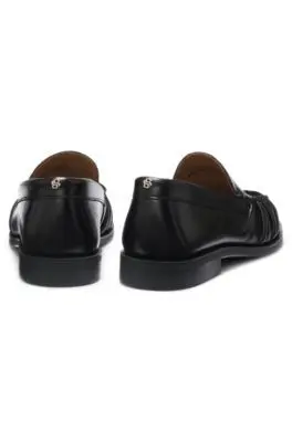 BOSS Leather Moccasins With Ruched Detail