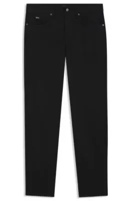 BOSS Slim-fit Stretch Denim Jeans With Signature Trims - Black