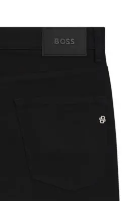 BOSS Slim-fit Stretch Denim Jeans With Signature Trims - Black
