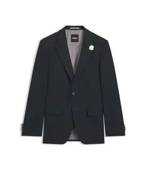 BOSS Melange Slim-fit Jacket In A Wool Blend - Light Green