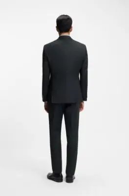 BOSS Melange Slim-fit Jacket In A Wool Blend - Light Green
