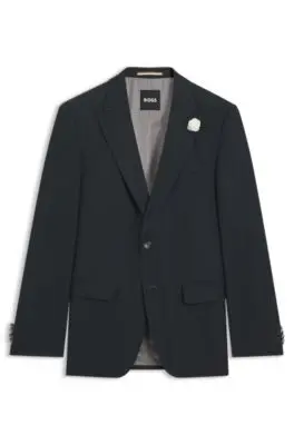 BOSS Melange Slim-fit Jacket In A Wool Blend - Light Green