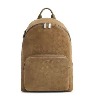 BOSS Monogrammed Suede Backpack