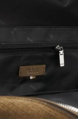 BOSS Monogrammed Suede Backpack