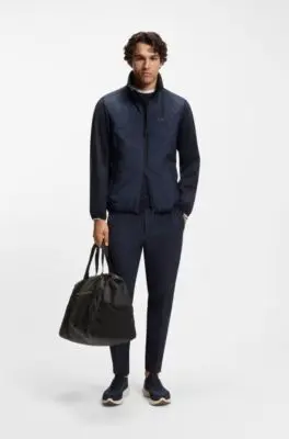 BOSS Faux Leather Holdall With Reflective Details - Black