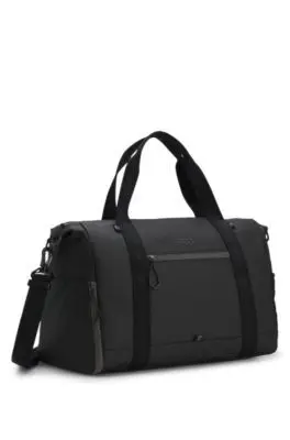 BOSS Faux Leather Holdall With Reflective Details - Black
