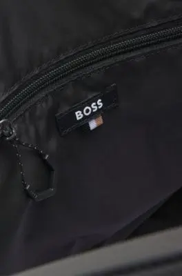 BOSS Faux Leather Holdall With Reflective Details - Black