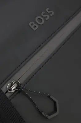 BOSS Faux Leather Holdall With Reflective Details - Black