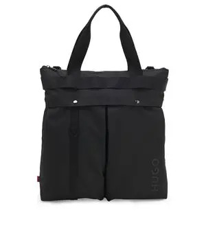 Hugo Ripstop Tote Bag With Logo - Black