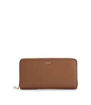 BOSS Logo-lettering Wallet With Zip - Brown