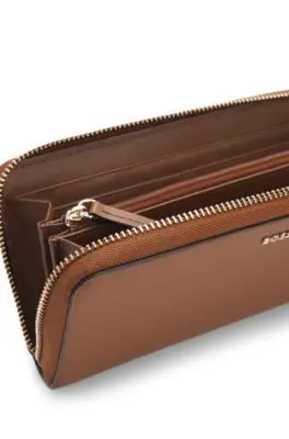 BOSS Logo-lettering Wallet With Zip - Brown