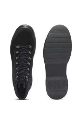 Hugo Canvas Boots With Suede Trims - Black