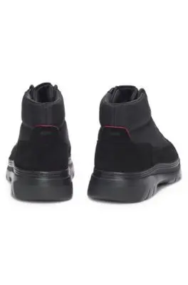 Hugo Canvas Boots With Suede Trims - Black