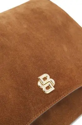 BOSS Suede Saddle Bag With Monogram