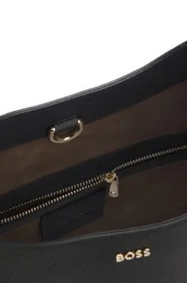 BOSS Leather Hobo Bag With Logo