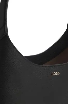 BOSS Leather Hobo Bag With Logo