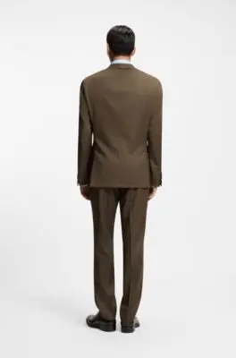 BOSS Regular-fit Jacket In Virgin And Textured Wool - Light Green