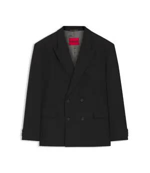 Hugo Double-breasted Suit Jacket In Wool-blend Twill
