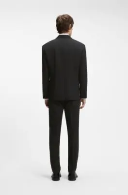 Hugo Double-breasted Suit Jacket In Wool-blend Twill