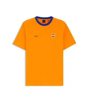 BOSS Stretch-cotton T-shirt With Country Flag And Logo - Netherlands