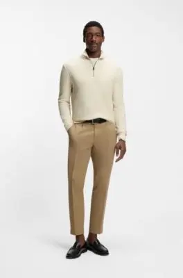 BOSS Cotton Quarter-zip Sweater - White