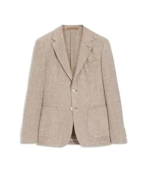 BOSS Patterned Regular-fit Linen-blend Blazer