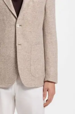 BOSS Patterned Regular-fit Linen-blend Blazer
