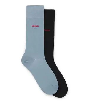 Hugo Two-pack Of Logo Crew Socks - Light Blue