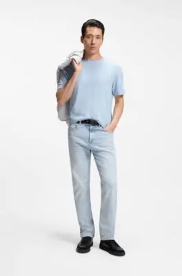 BOSS Cotton-linen T-shirt In A Regular Fit - Light Blue