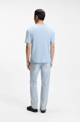 BOSS Cotton-linen T-shirt In A Regular Fit - Light Blue