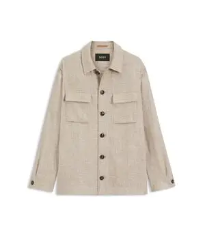 BOSS Regular-fit Overshirt In Virgin Wool - Beige