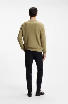 BOSS Cotton Sweater With Monogram - Khaki