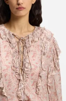 BOSS Printed Regular-fit Blouse