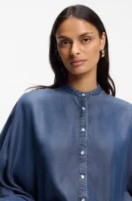 BOSS Relaxed-fit Blouse With Stand Collar