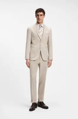 BOSS Slim-fit Seersucker Jacket - Beige