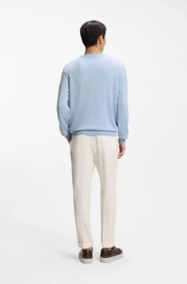 BOSS Knitted Wool-blend Sweater - Light Blue