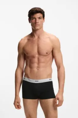 BOSS Five-pack Of Stretch-cotton Trunks With Logo Waistbands