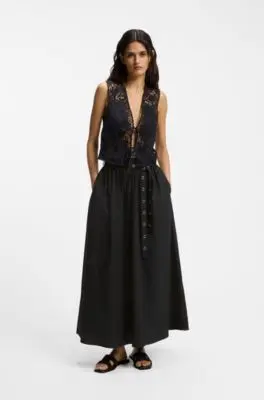BOSS Eyelet-belt Maxi Skirt