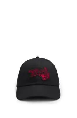 Hugo Cotton Twill Cap With Logo Patch - Black