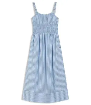 BOSS Cotton Poplin Midi Dress With Stripes