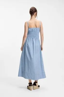 BOSS Cotton Poplin Midi Dress With Stripes