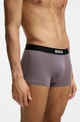 BOSS Three-pack Of Stretch-cotton Trunks With Logo Waistbands - Light Grey