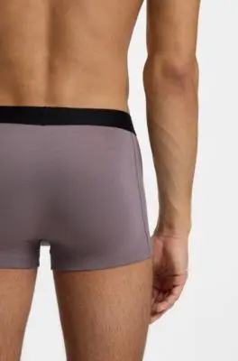 BOSS Three-pack Of Stretch-cotton Trunks With Logo Waistbands - Light Grey