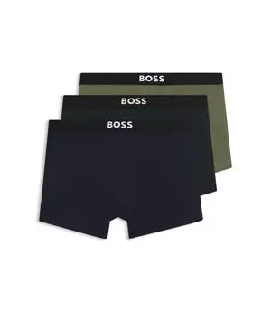 BOSS Three-pack Of Stretch-cotton Trunks With Logo Waistbands - Assorted Pre Pack