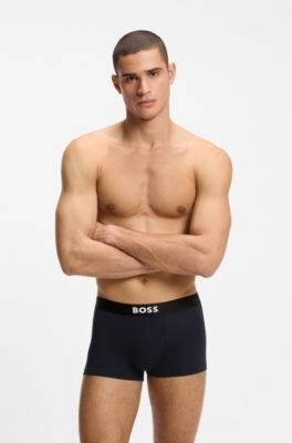 BOSS Three-pack Of Stretch-cotton Trunks With Logo Waistbands - Assorted Pre Pack