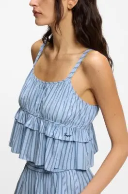BOSS Cotton-poplin Top With Stripes